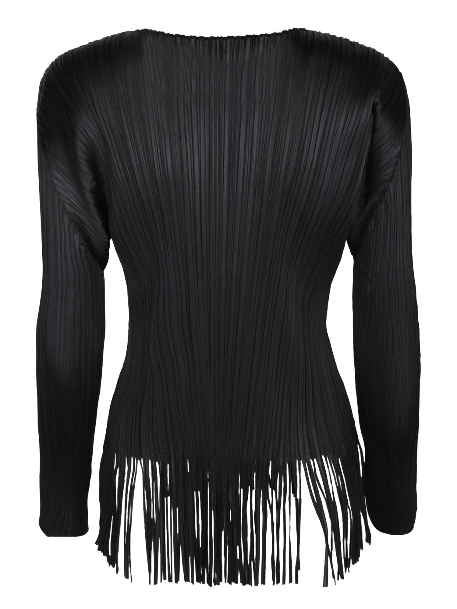 Wave Fringe Long Sleeve Top Black – DELL'OGLIO
