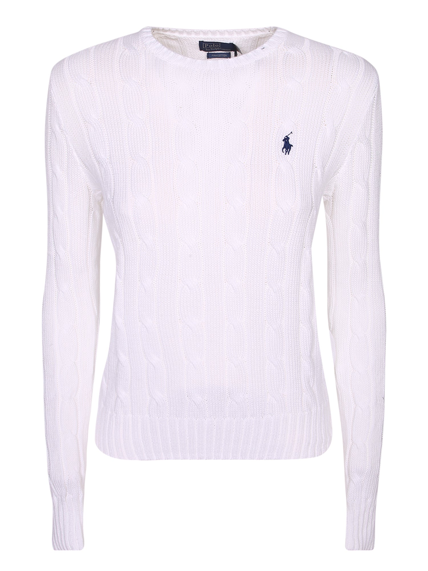 White Cotton Cable Knit Sweater – DELL'OGLIO