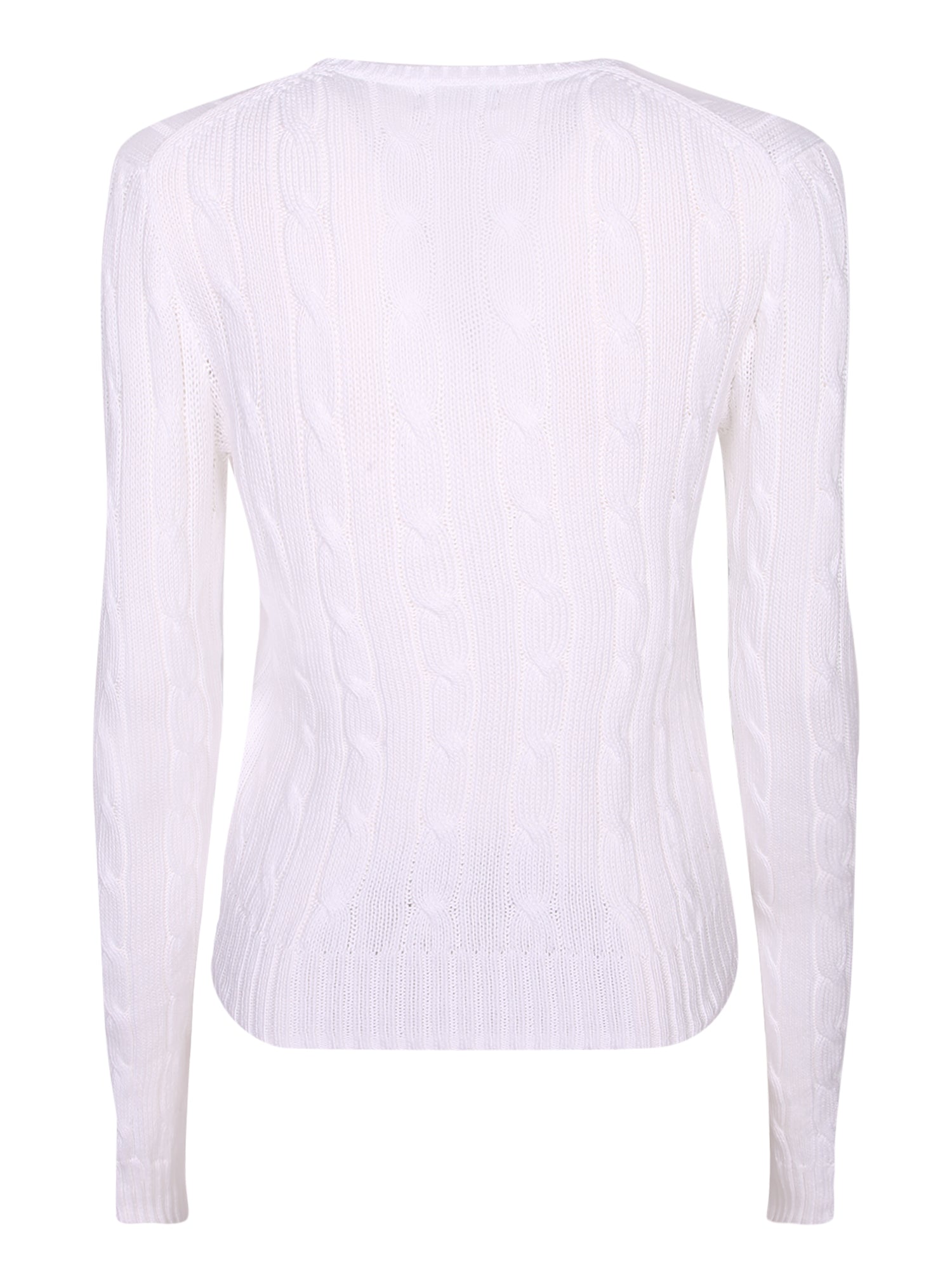 White Cotton Cable Knit Sweater – DELL'OGLIO