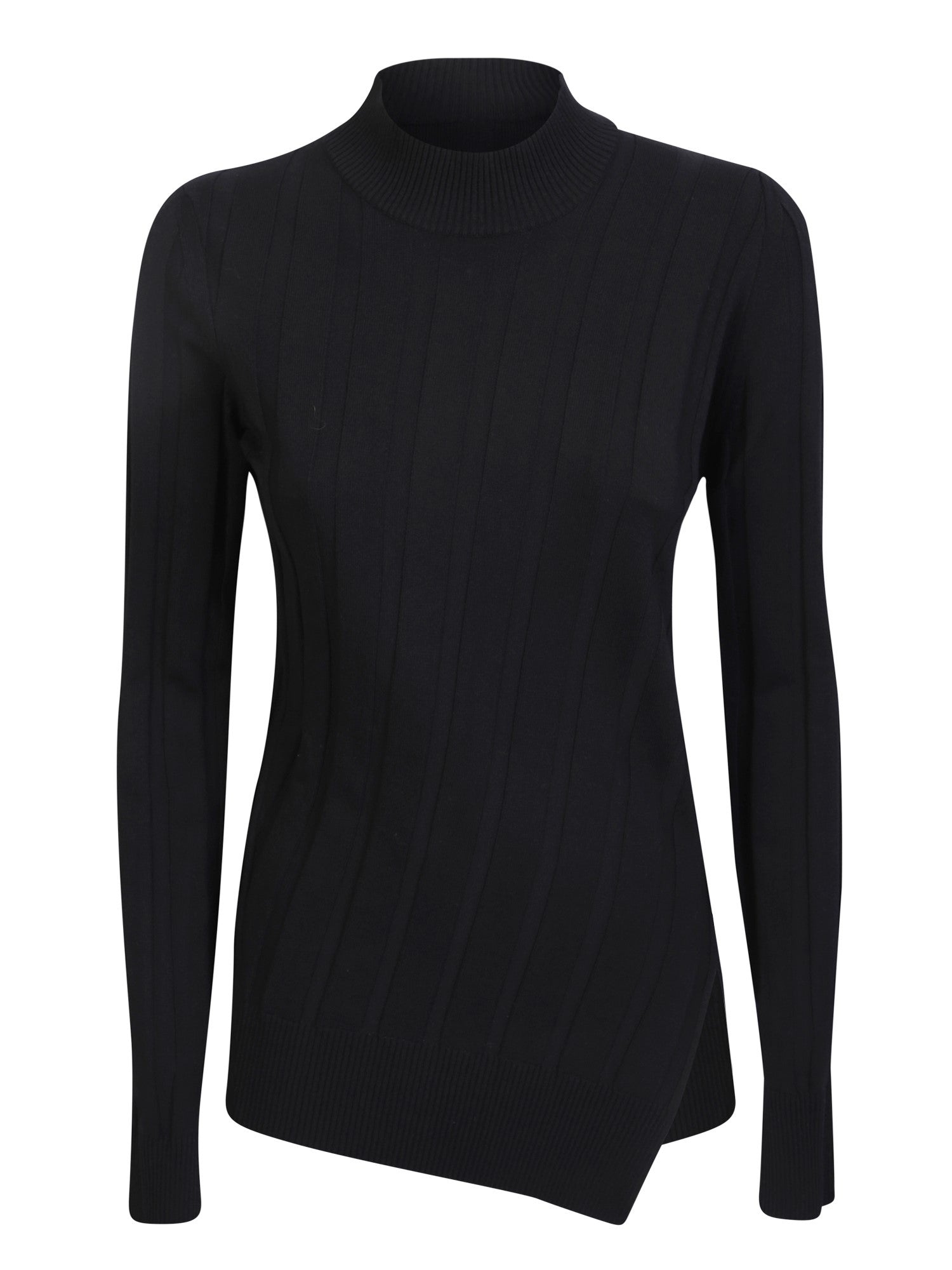 Asymmetrical black ribbed shirt – DELL'OGLIO